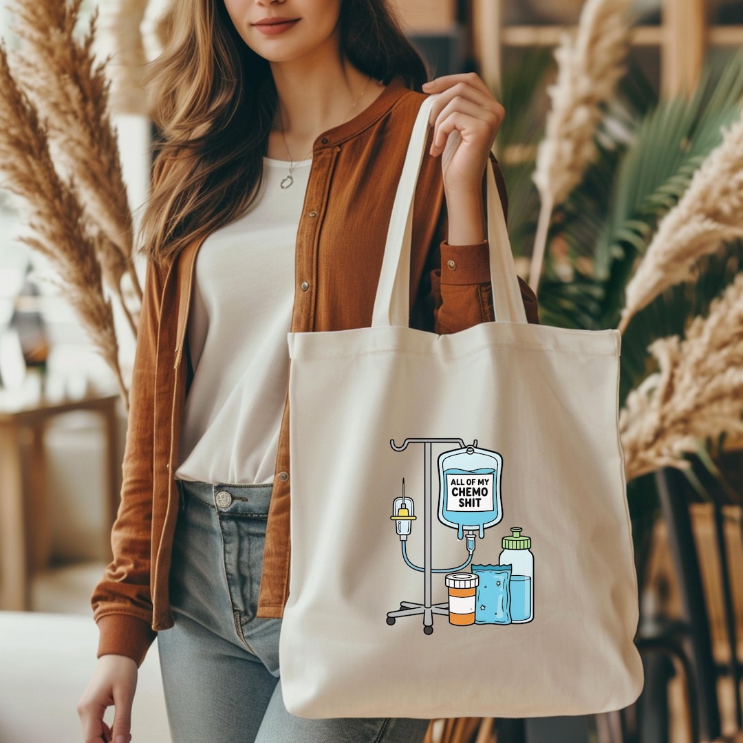 Funny Chemo Tote Bag, All My Chemo Shit Cancer Gift for Patients, Chemo ...
