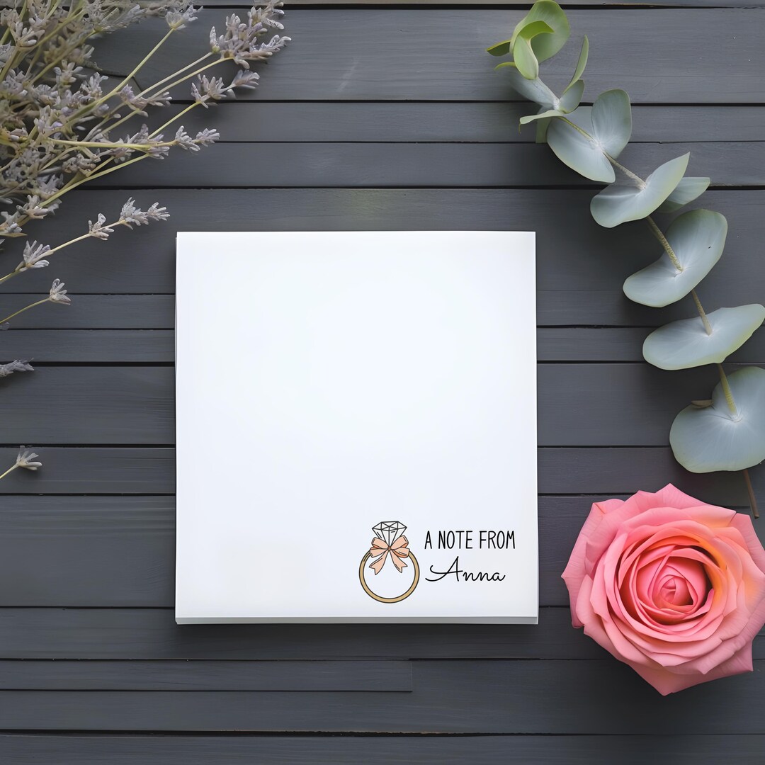 Personalized Engagement Ring Note Pad, Bride Notepad, Wedding, Brides ...