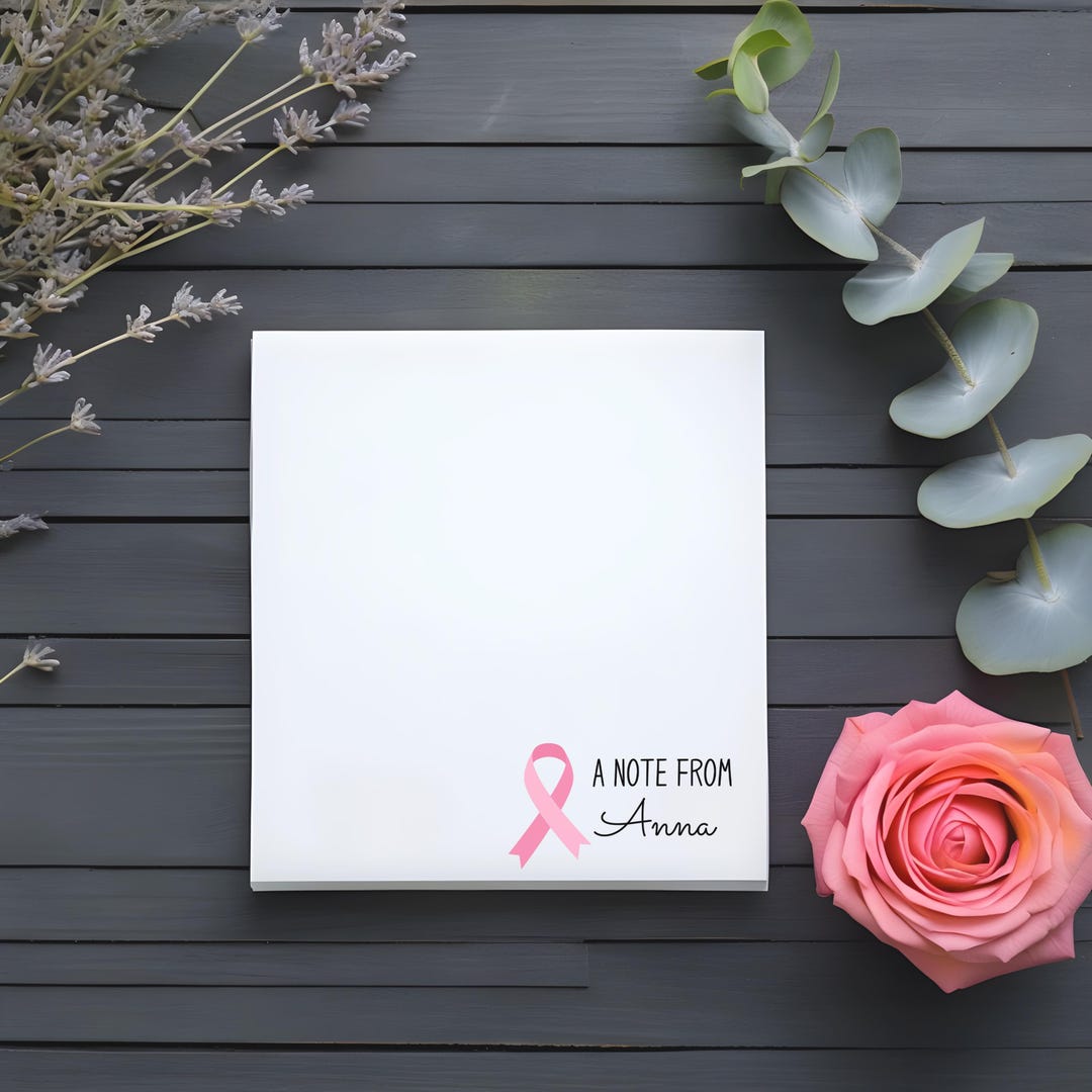 Personalized Pink Ribbon Notepad, Breast Cancer Awareness Custom ...