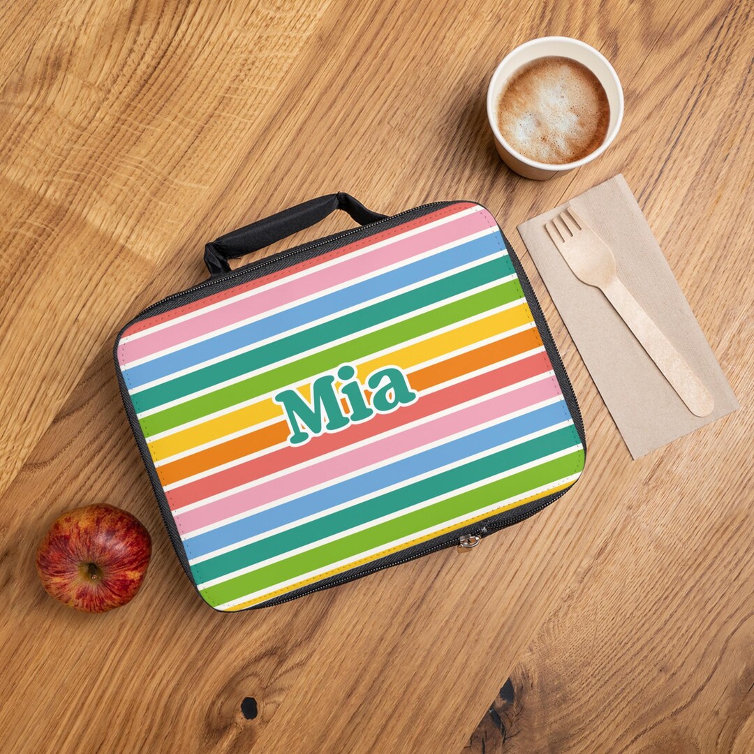 Personalized Rainbow Girls Lunch Box, Custom Name Insulated Lunch Bag ...