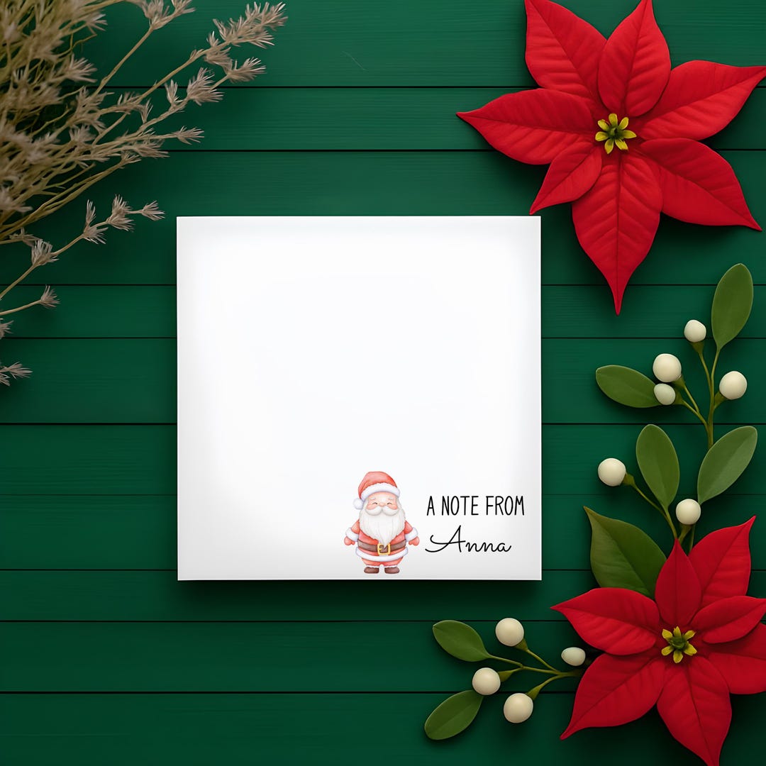 Personalized Santa Claus Christmas Notepad, Holiday Stationery, Custom ...