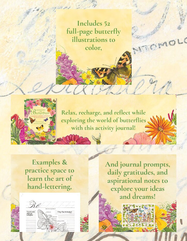 Meditations on Butterflies: A Coloring and Hand-lettering Activity ...