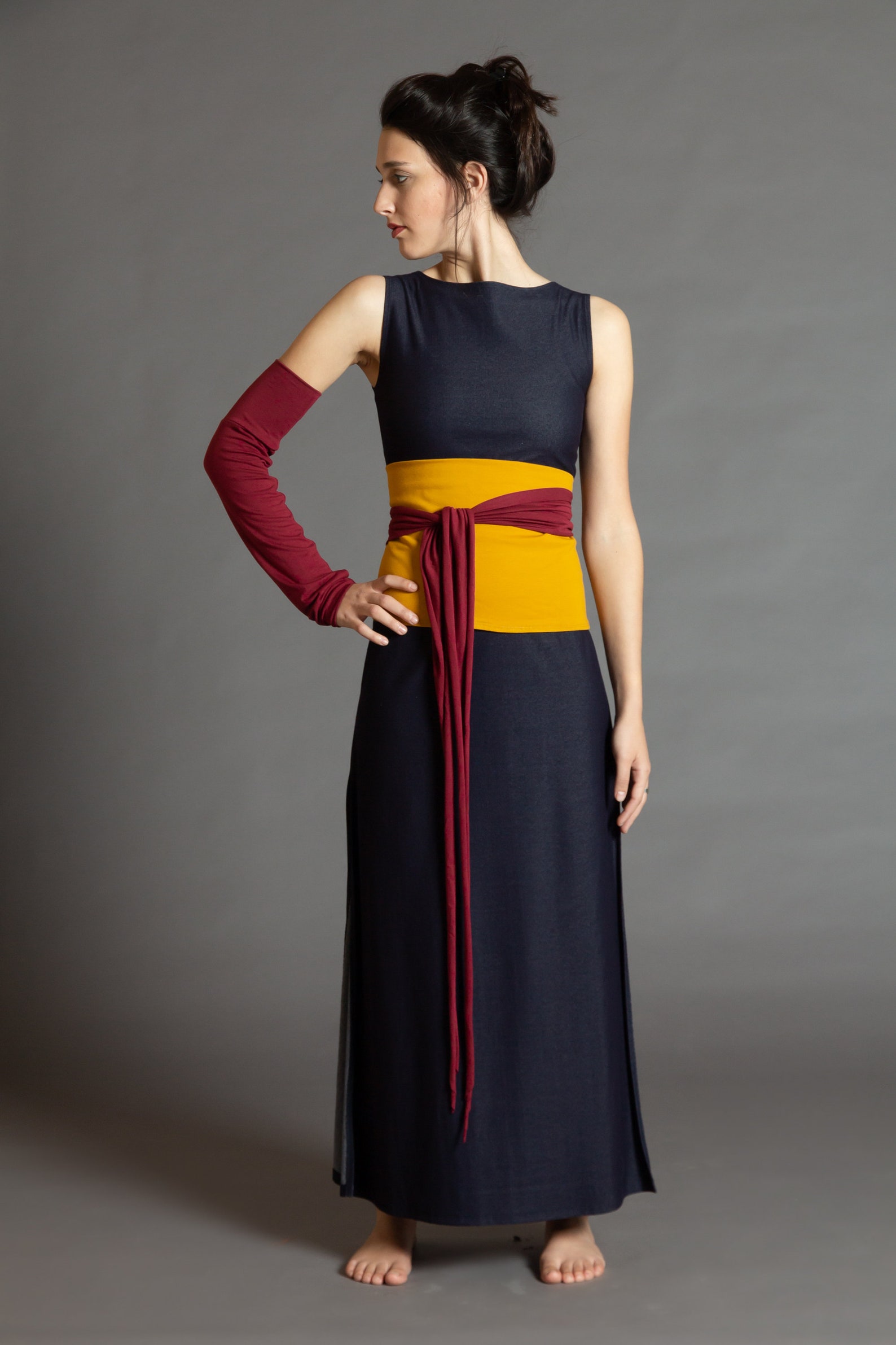 Mustard and Burgundy. Dual-color Obi-belt for Women. Waist Belt, Cotton ...
