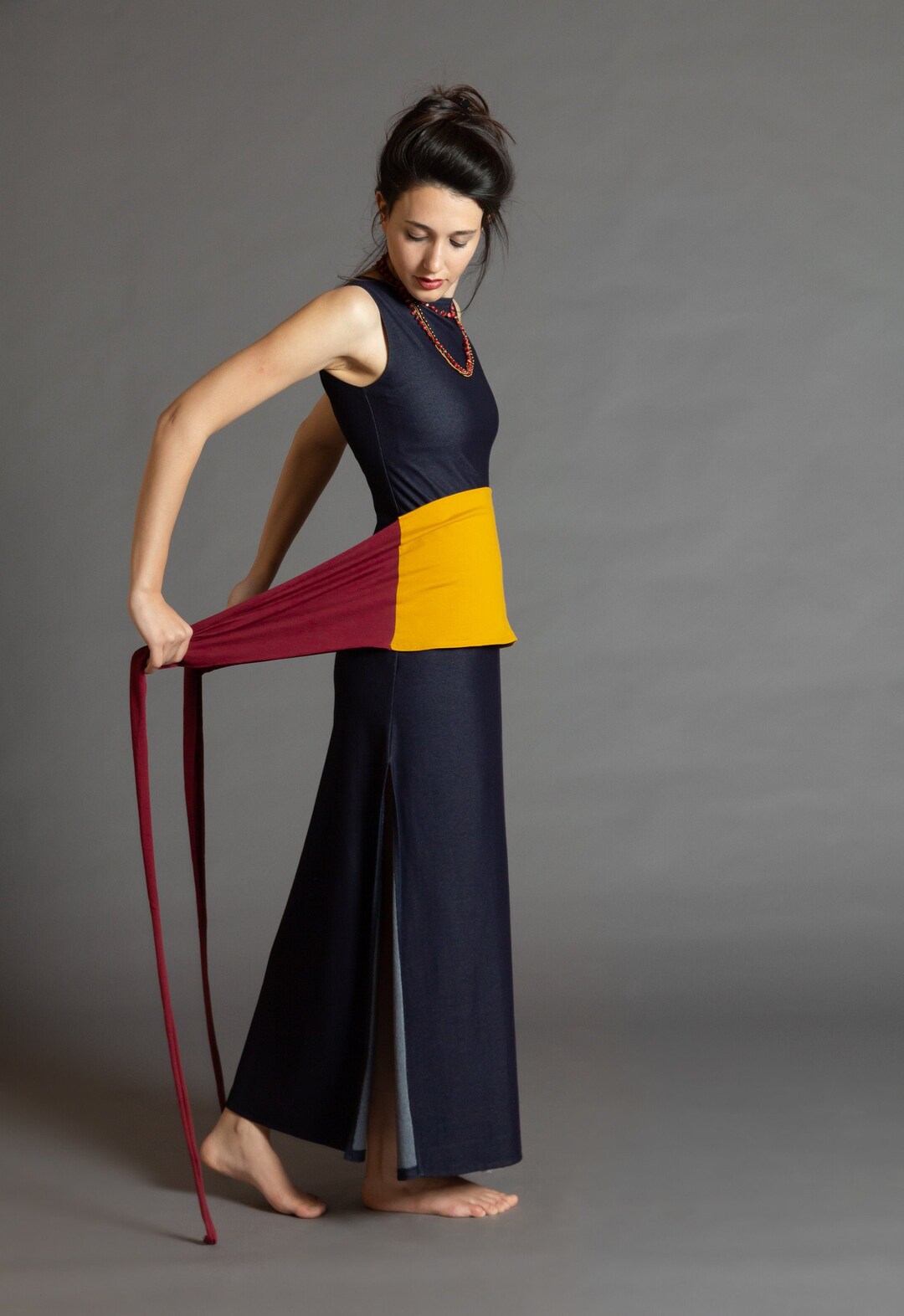 Mustard and Burgundy. Dual-color Obi-belt for Women. Waist Belt, Cotton ...