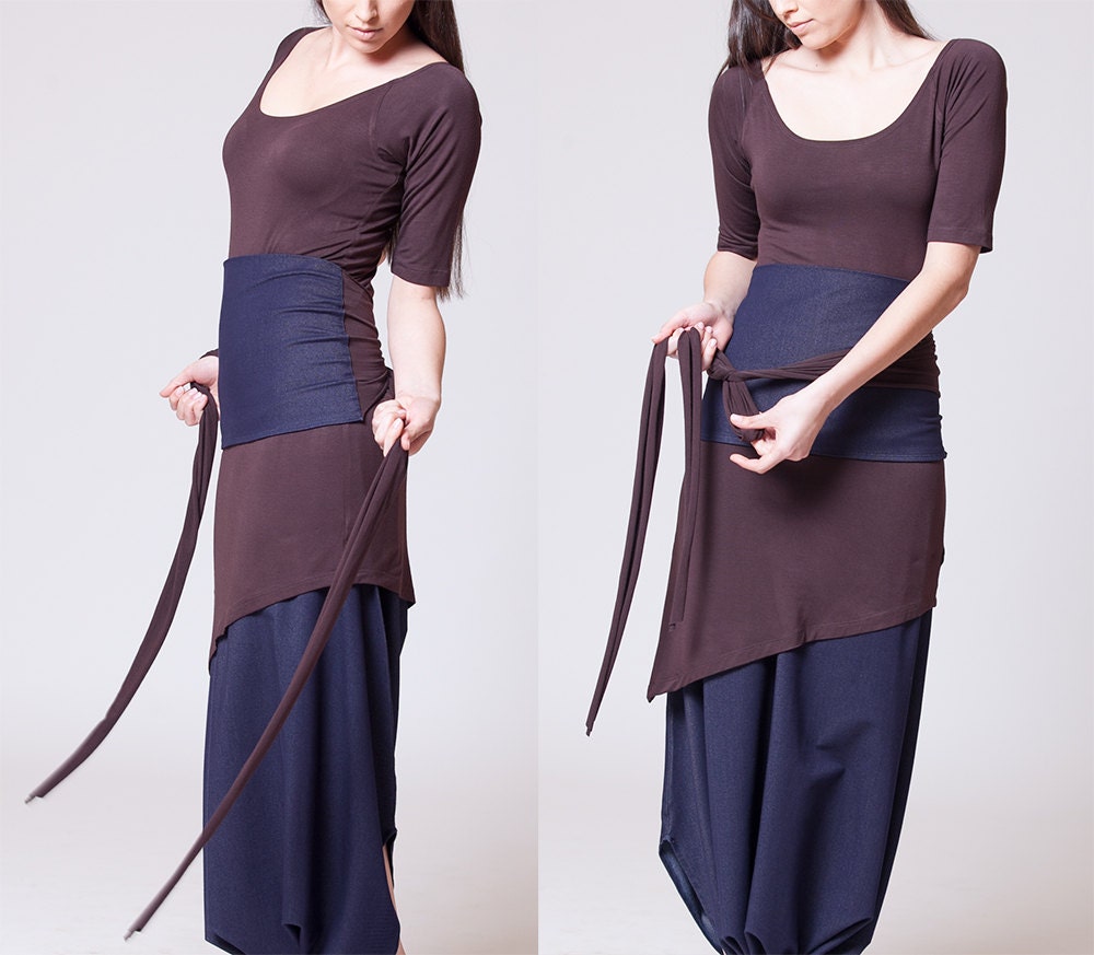 Blue Jeans & Dark Brown. Dual-color Obi-belt for Women. Waist - Etsy