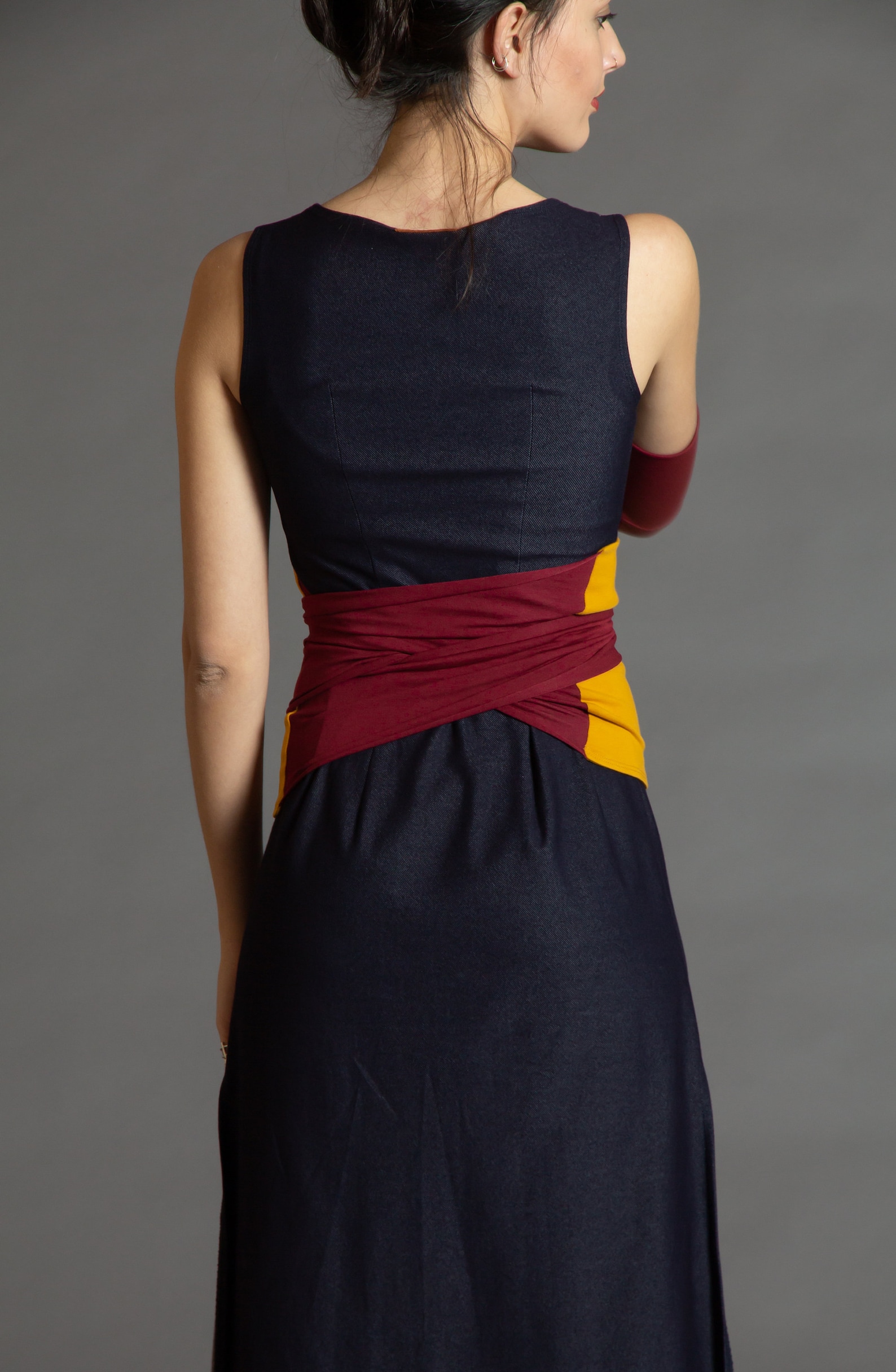 Mustard and Burgundy. Dual-color Obi-belt for Women. Waist Belt, Cotton ...
