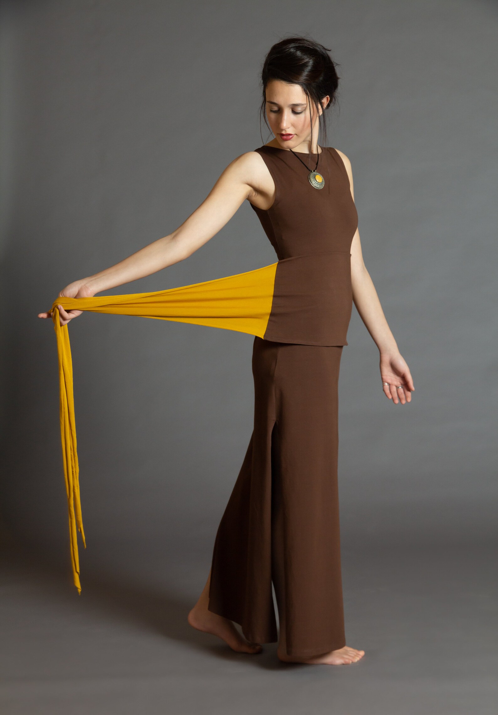 Brown & Mustard. Dual-color Obi-belt for Women. Waist Belt - Etsy