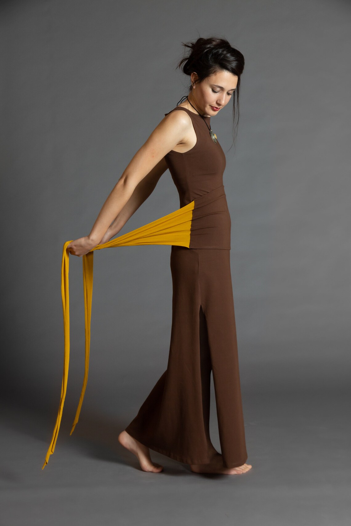 Brown & Mustard. Dual-color Obi-belt for Women. Waist Belt - Etsy