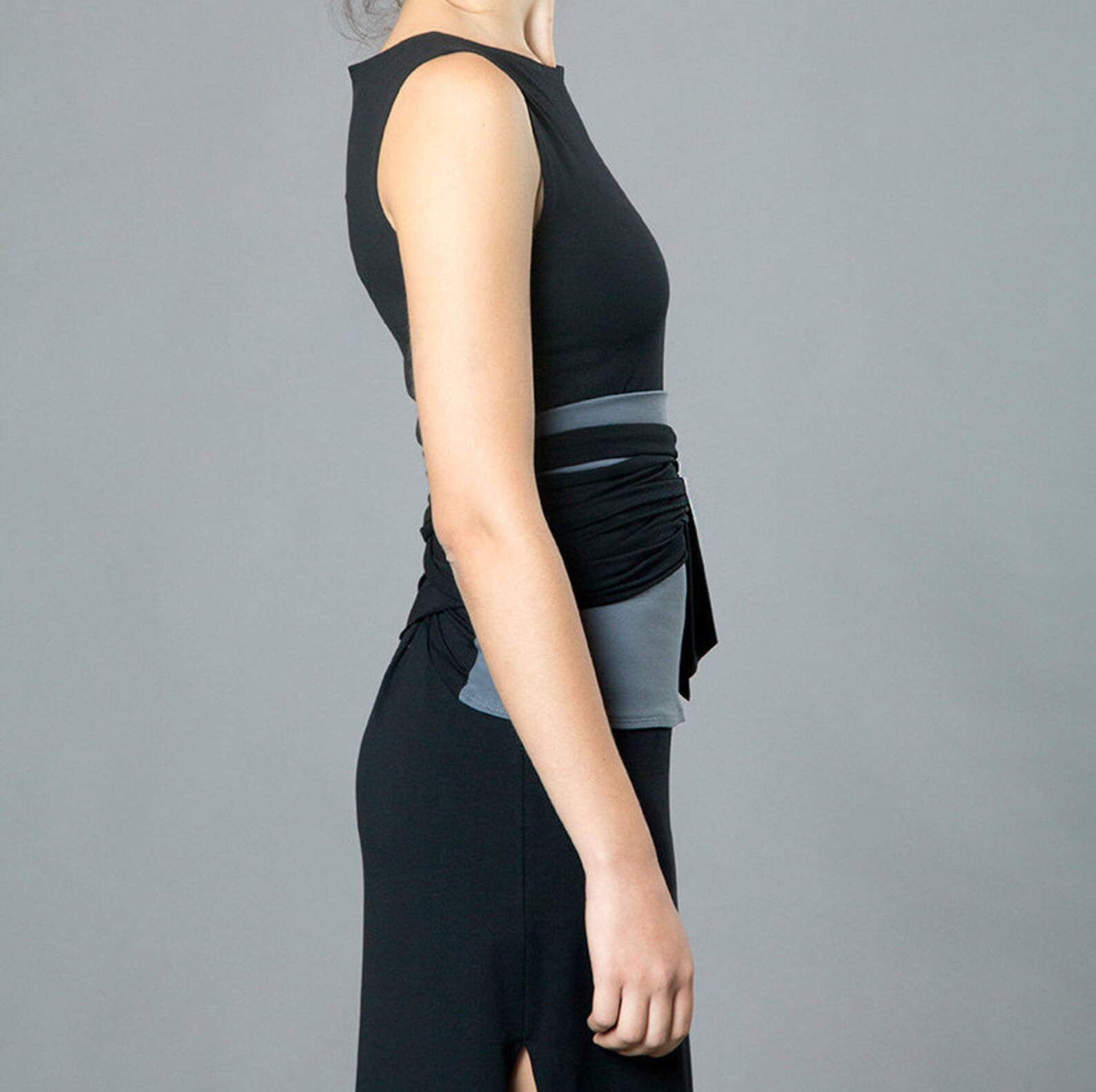 Grey & Black. Dual-color Obi-belt for Women. Waist Belt, Cotton Belt ...