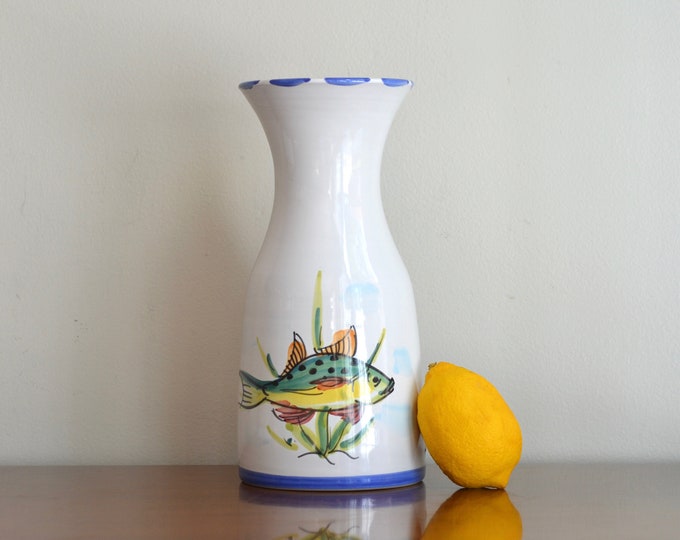 Vintage Ceramic Italian Carafe Decanter Jug Pitcher Vase Hand Painted ...
