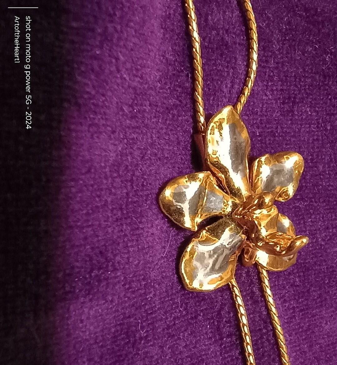 Vintage Bolero With Orchid in Rich Gold Tone Metal is Designer Floral ...