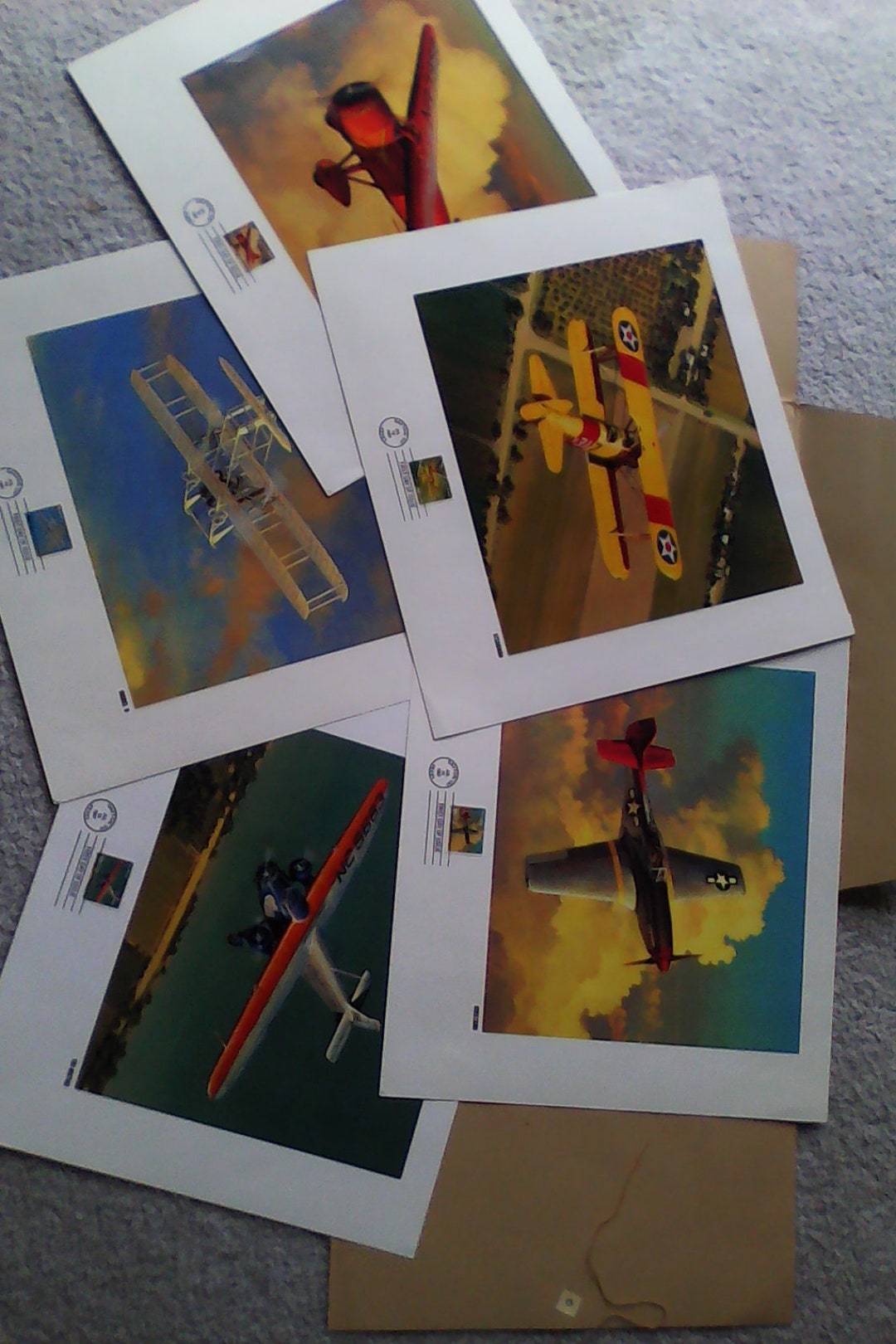 Airplane Postage Stamp Collectible Art Prints is Set of 5 Airplane Art ...