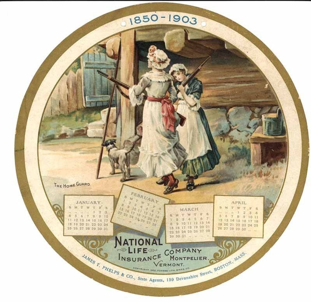 1903 National Life Insurance Calendar Montpelier VT Original Ephemera ...