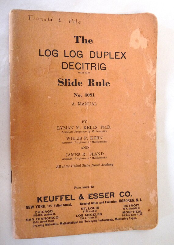 Log Log Diplex Decitrig Slide Rule No 4081 Manual Kells Kern - Etsy
