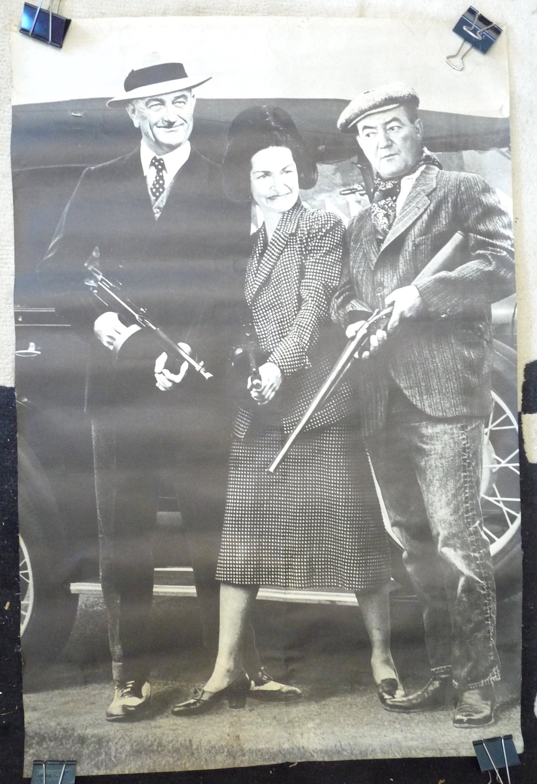 LBJ Lady Bird Humphrey Vintage Political Poster Shotgun Rifle Lyndon B ...