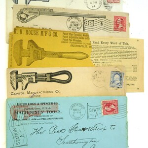 5 Antique Advertising Postal Covers Tools Wrench 1894 Wakefield Rouse ...