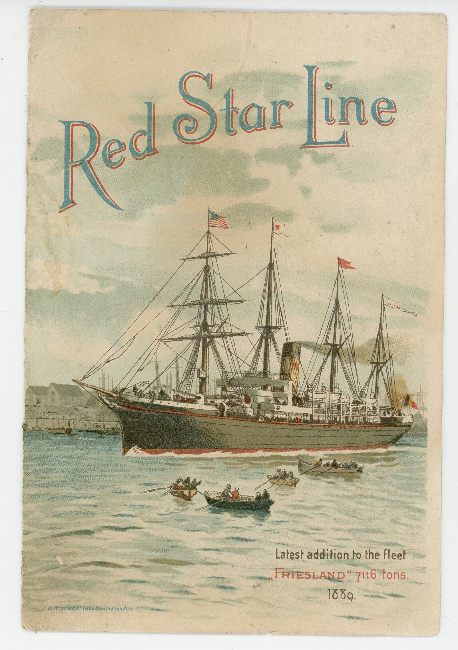 Antique Red Star Line 1892 Passenger List Waesland Belgian Royal US ...