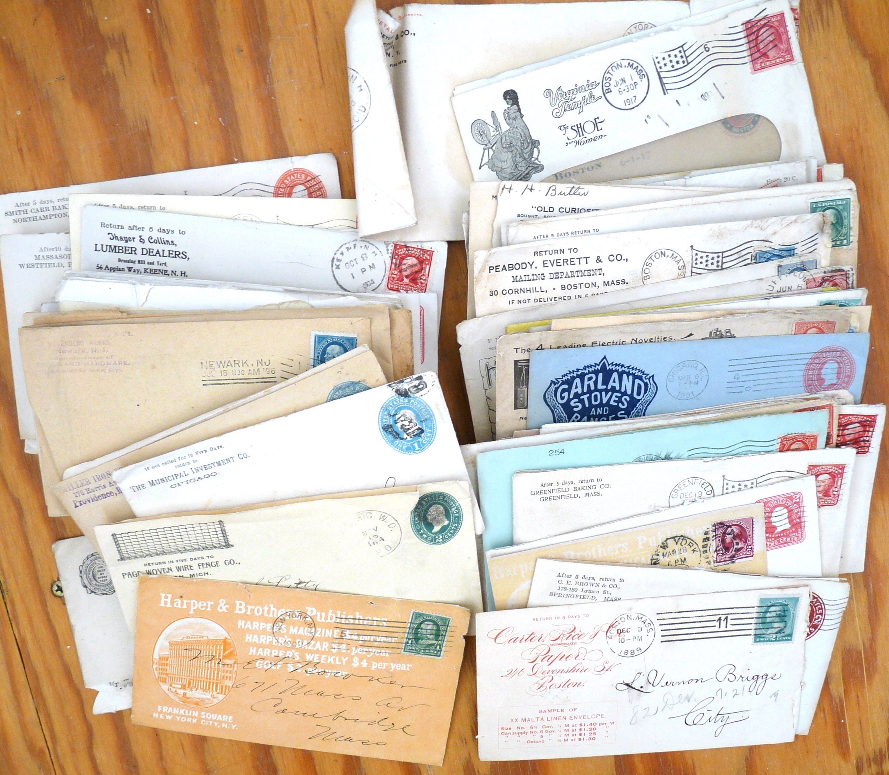 Lot 300 Antique Advertising Postal Covers Invoices Country Store ...