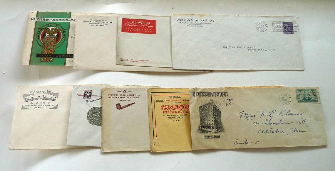 Lot 25 Business Size US Advertising Envelopes Postal Covers Invlice ...