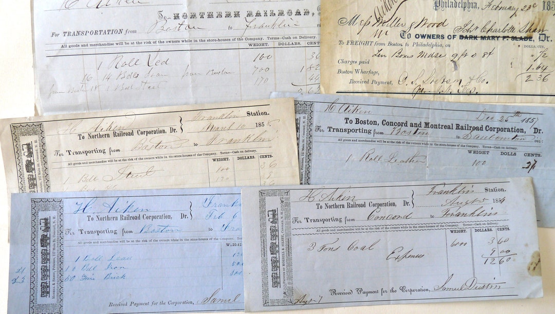 20 Antique Advertising Railroad Freight Invoices Waybill Receipts ...