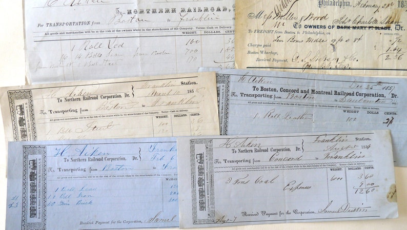 20 Antique Advertising Railroad Freight Invoices Waybill Receipts ...