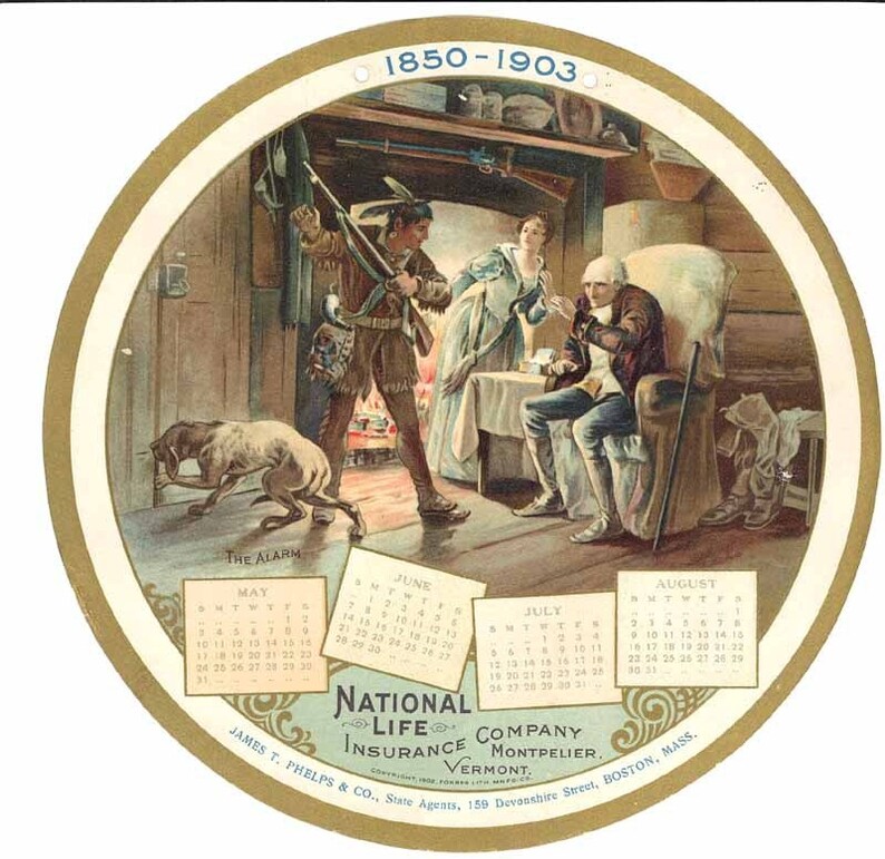 1903 National Life Insurance Calendar Montpelier VT Original Ephemera ...