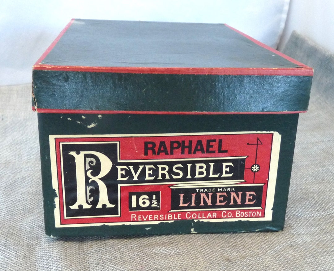 Antique Victorian Advertising Collar Box Raphael Reversible Linene ...