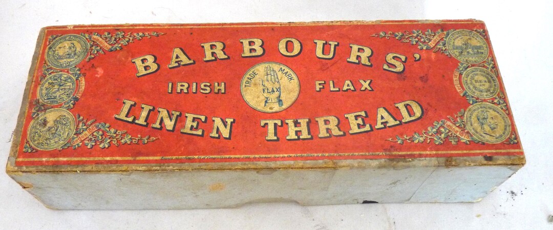 Barbours Irish Linen Thread Antique Box Advertising Sewing Fiber Arts ...
