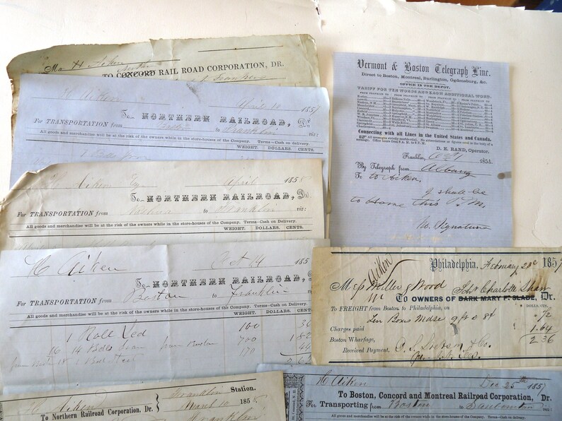 20 Antique Advertising Railroad Freight Invoices Waybill Receipts ...
