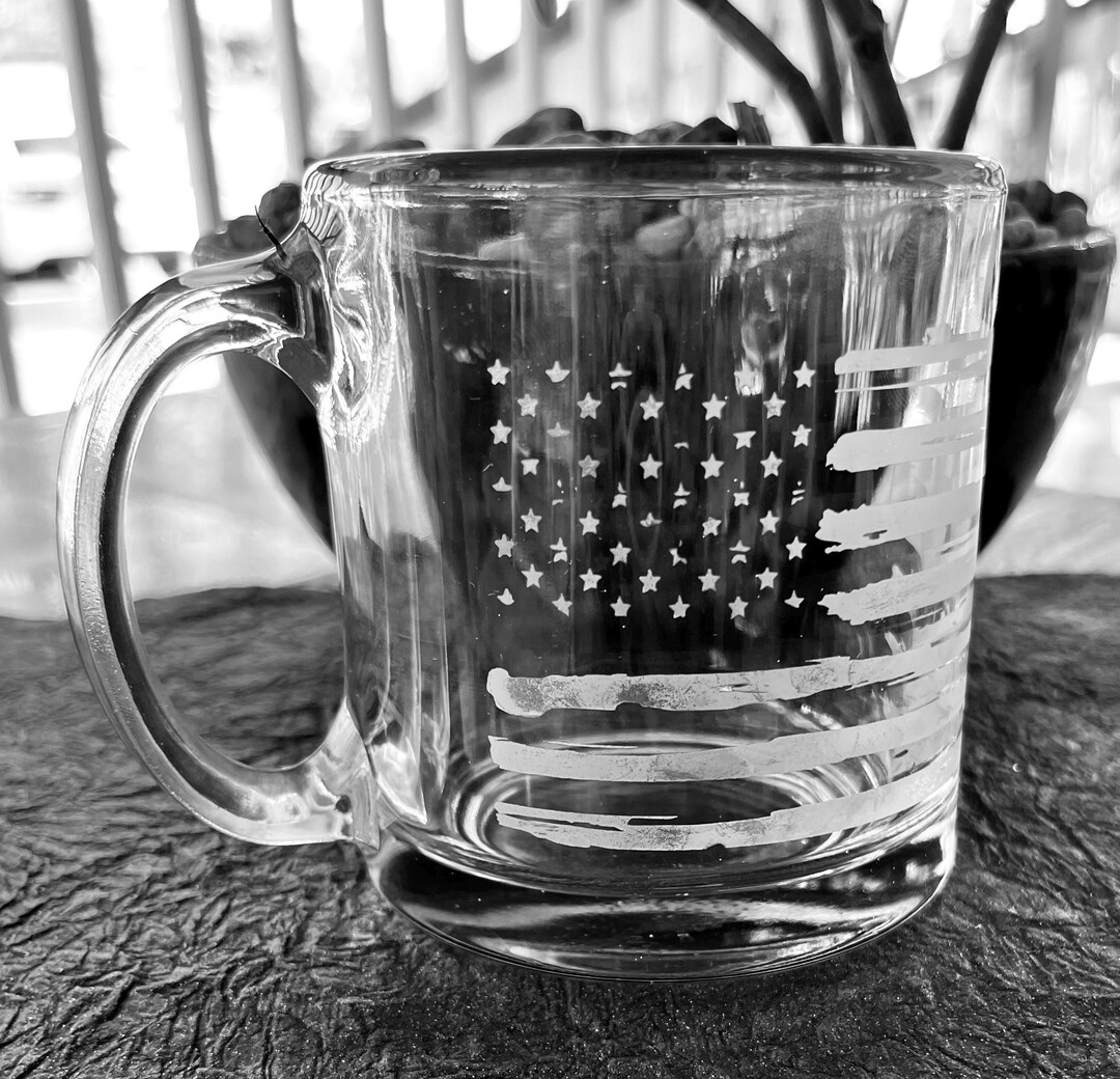 American Flag Glass Coffee Cup - Etsy