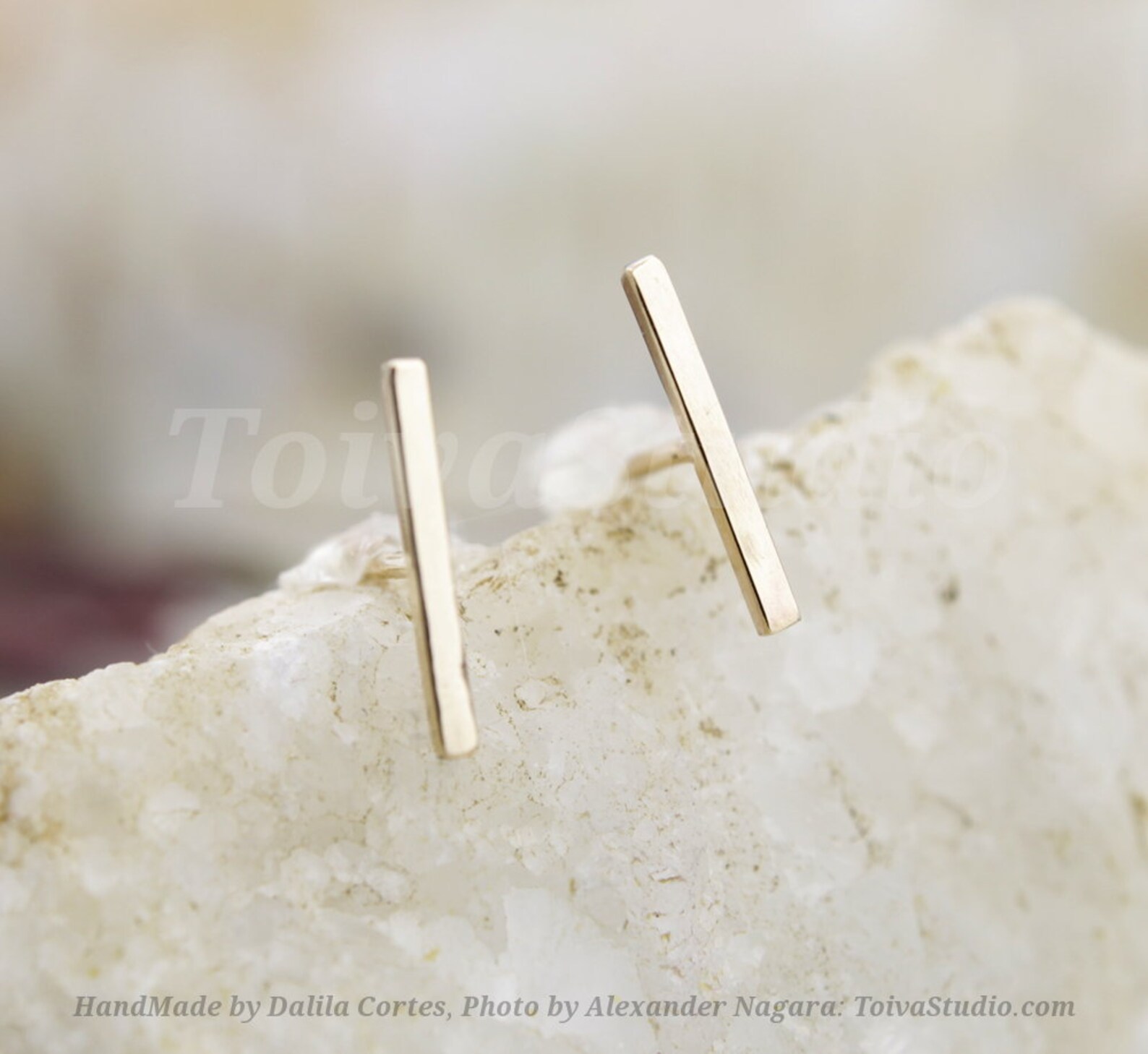 14k Tiny Gold Bar Studs-gold Bar Earrings-line Earrings-bar - Etsy