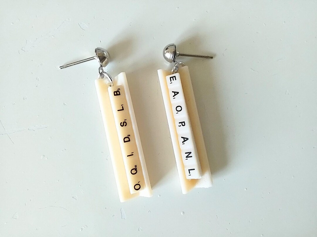 Mini Scrabble Tile Earrings (can Be Converted to Clip-on) - Etsy
