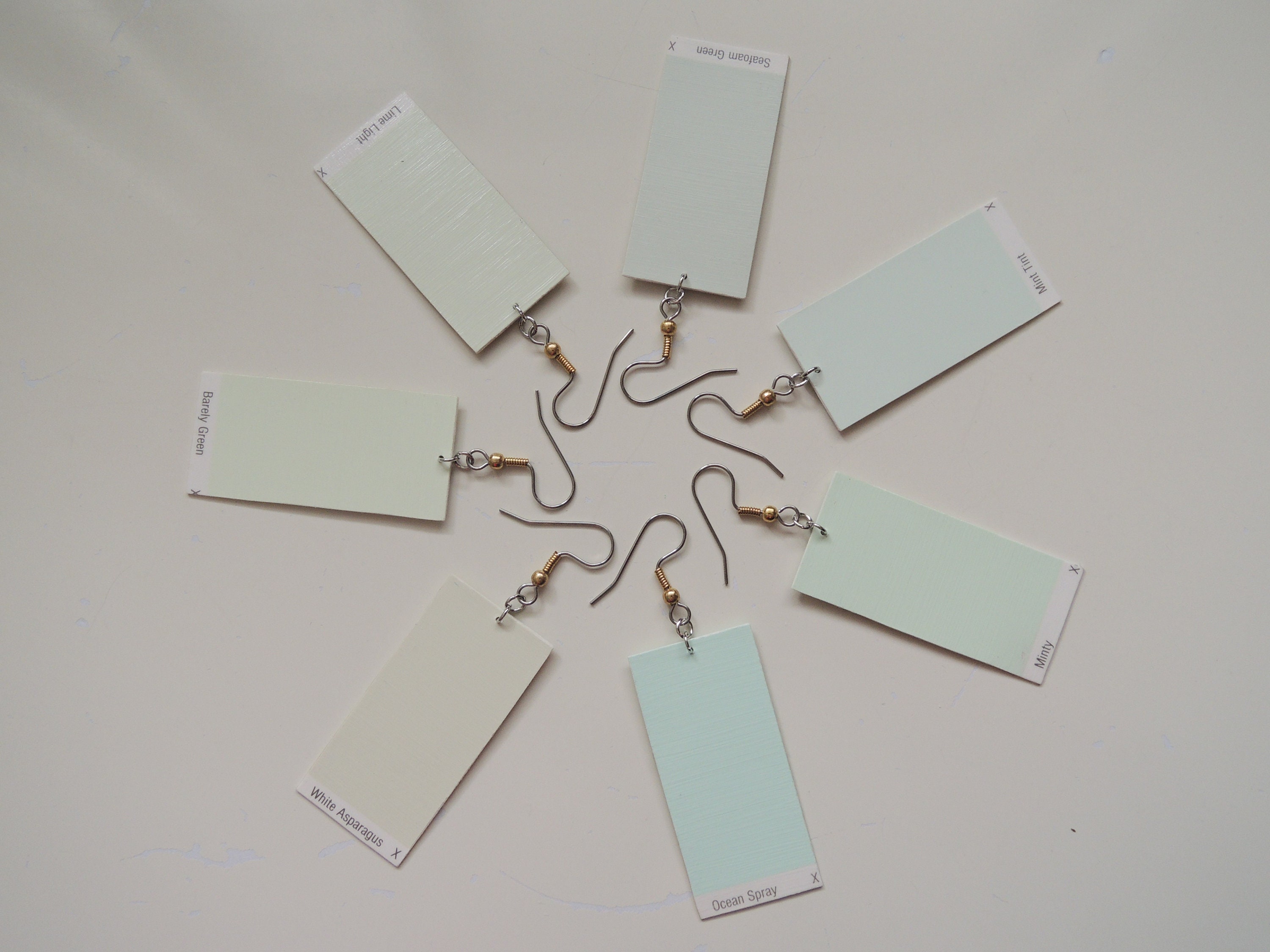 Pastel Greens Paint Chip Swatch Sample Earrings can Be | Etsy