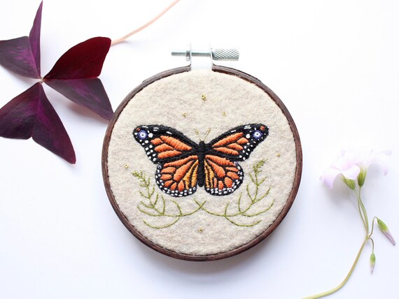 Evil Eyed Monarch Butterfly Original Mini Embroidery Art // | Etsy
