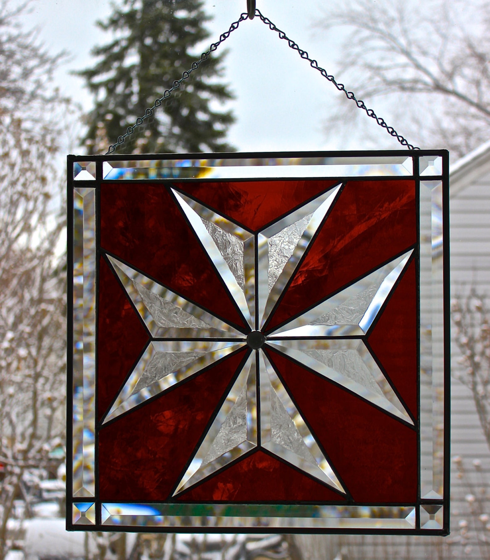 Beveled Maltese Cross Square Panel - Etsy