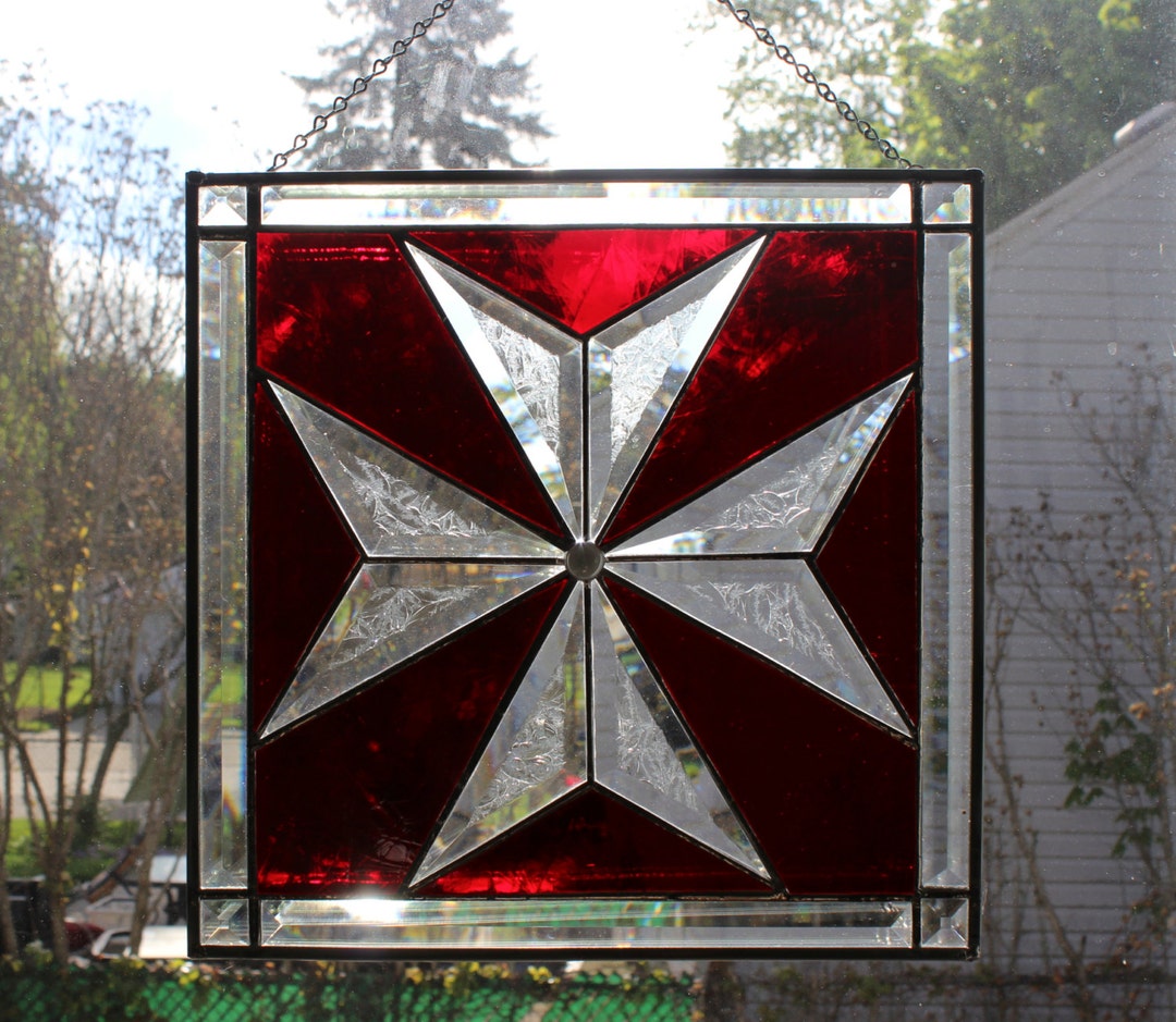Beveled Maltese Cross Square Panel - Etsy