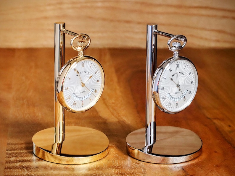 Gold Pocket Watch Display Stand | Brass Desk Holder for Engraved ...