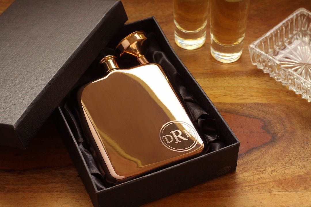 Rose Gold Personalized Flask With Funnel and Gift Box, Funnel Included ...