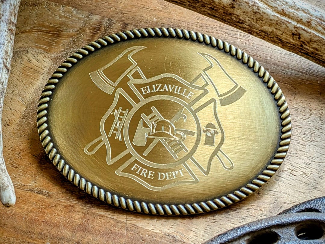Personalized Golden Fire Department Belt Buckle: Custom Ranch Logo - Etsy