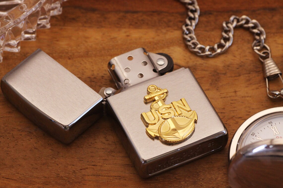 Official US Navy Zippo Lighter: Engraved Chrome, Gift Box - Etsy