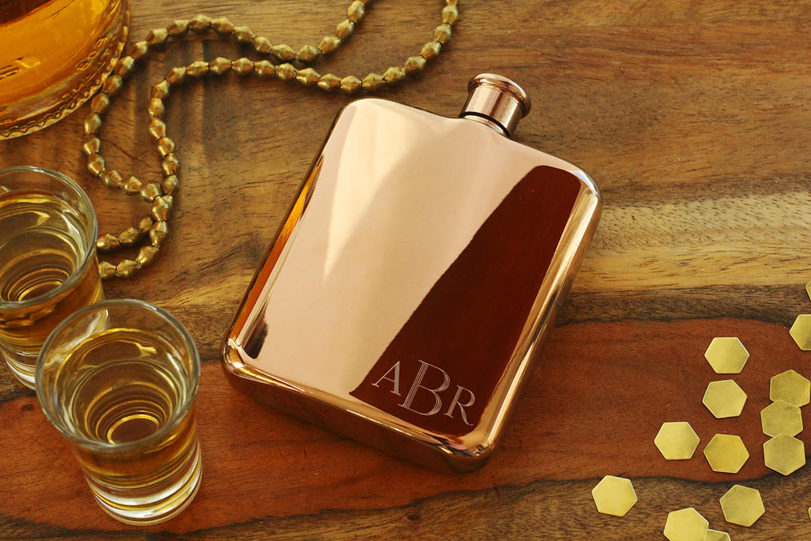Rose Gold Personalized Flask With Funnel and Gift Box Funnel | Etsy
