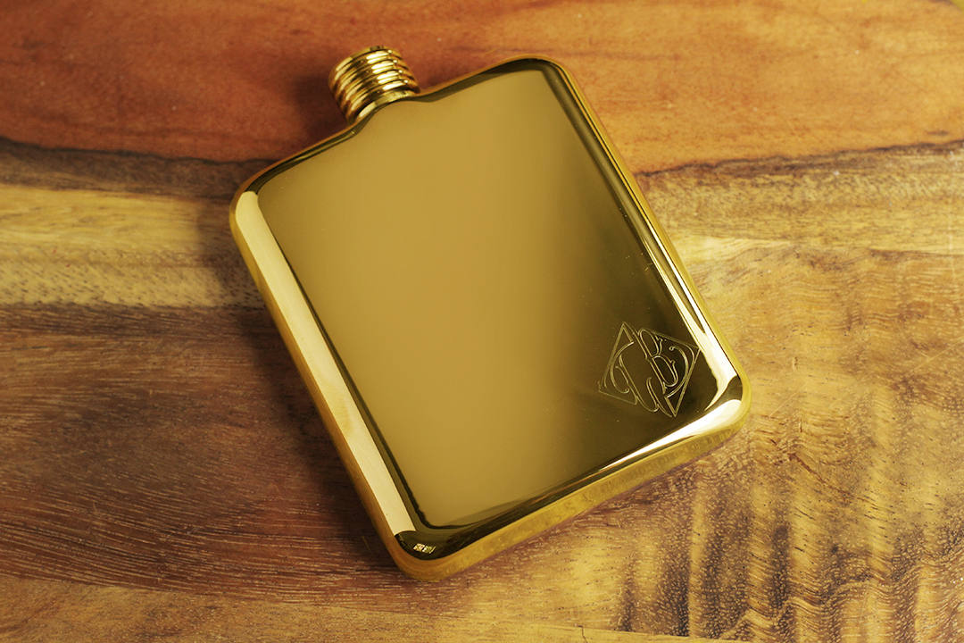 Gold Personalized Flask - Engraved Gold Flask - Personalized Groomsman ...