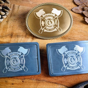 Personalized Golden Fire Department Belt Buckle: Custom Ranch Logo - Etsy