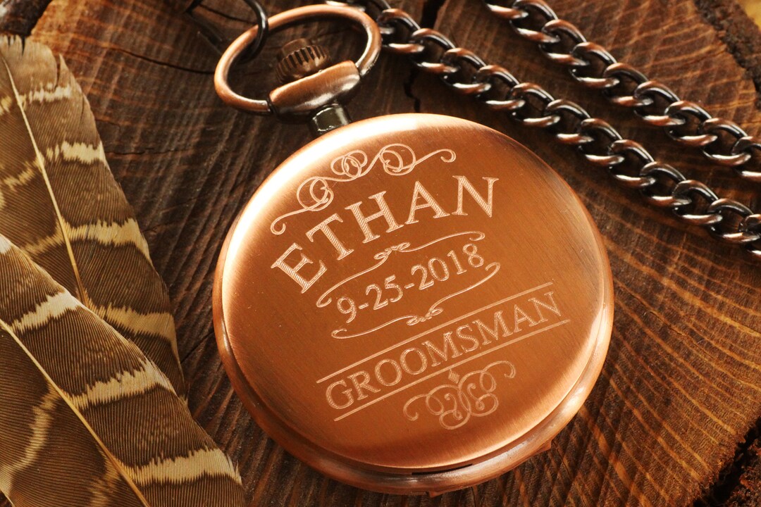Engraved Copper Pocket Watch: Personalized Groomsmen Gift, 7th ...