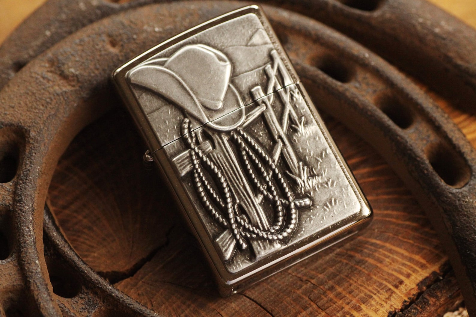 Cowboy Zippo© Lighter - Rodeo Lighter - Resting Cowboy Zippo© - Western ...