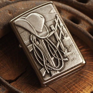 Cowboy Zippo© Lighter - Rodeo Lighter - Resting Cowboy Zippo© - Western ...
