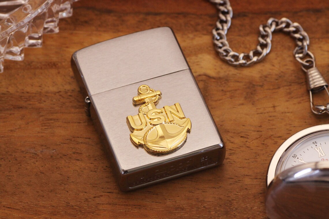 Official US Navy Zippo Lighter: Engraved Chrome, Gift Box - Etsy