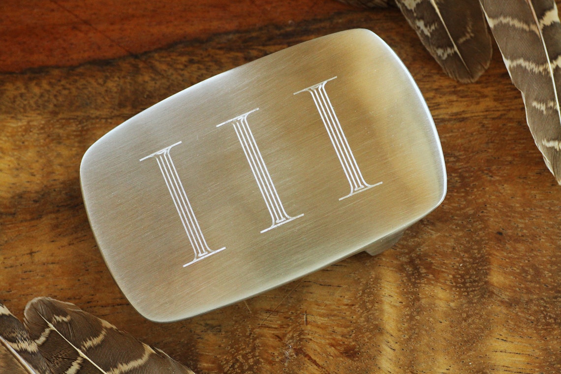 Engraved Solid Steel Belt Buckle Personalized Satin Silver | Etsy