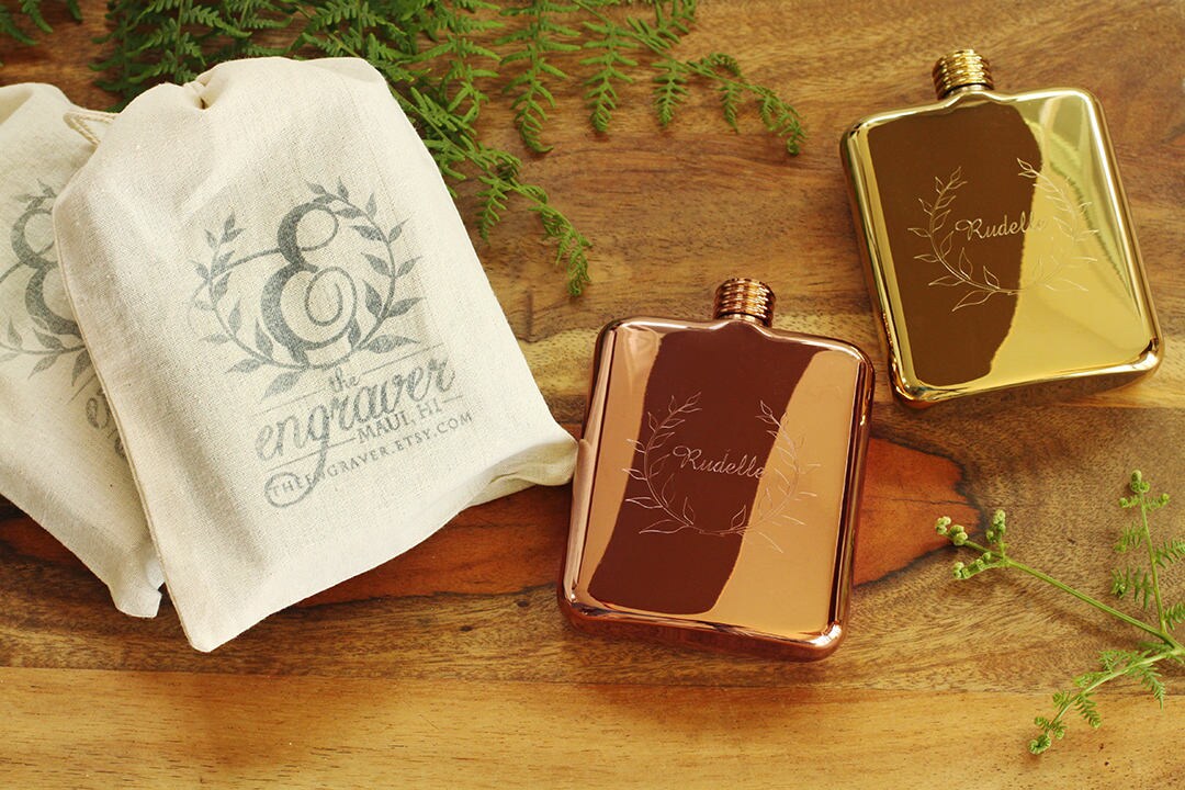 His and Hers Wedding Flasks, Set of 2 Personalized Flasks, Bride and Groom Engraved Flasks ...
