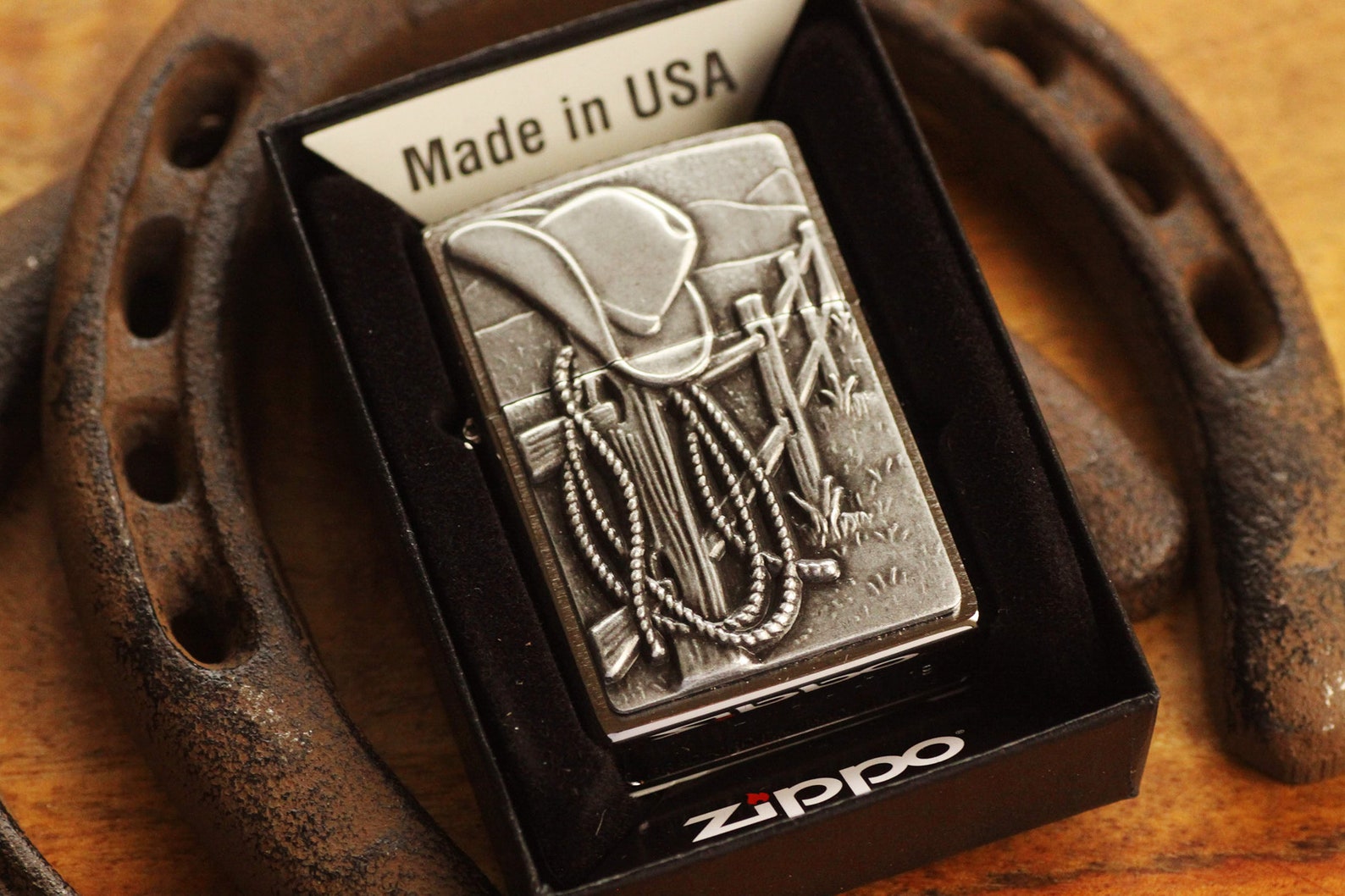 Cowboy Zippo© Lighter - Rodeo Lighter - Resting Cowboy Zippo© - Western ...